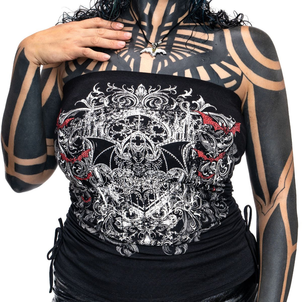 Rhinestone Cathedral Bats Y2K Tube Top – Wicked Misfit